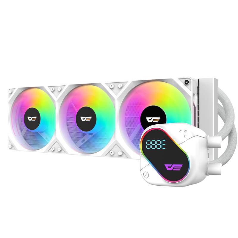DarkFlash DO360 360mm Liquid AIO CPU Cooler with LCD Screen, White ...