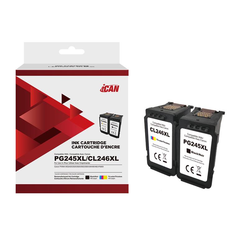 iCan Canon PG245XL Black and CL246XL Tri-color Ink Cartridge - Canada ...